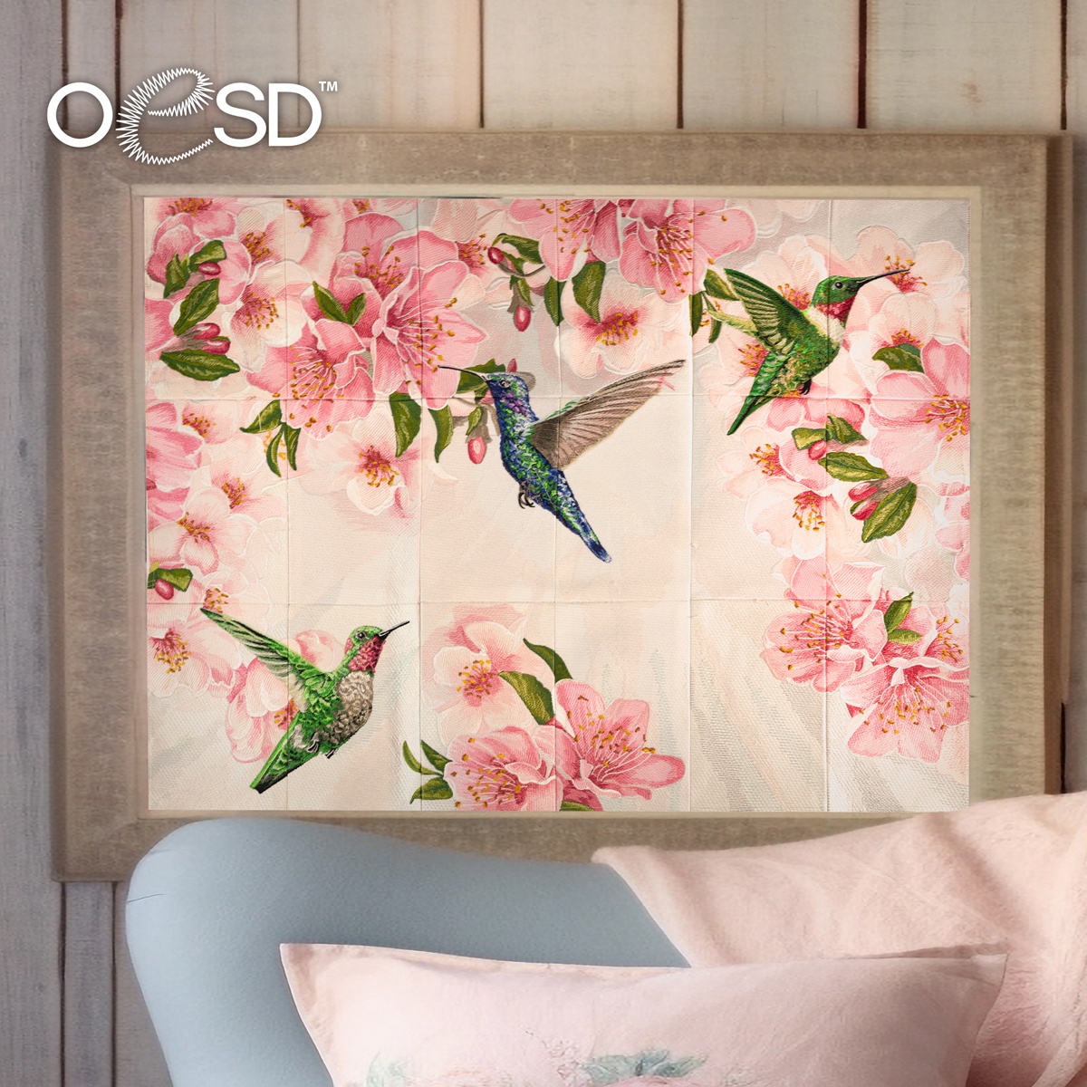 Spring Hummingbirds Tiling Scene by Dona Gelsinger