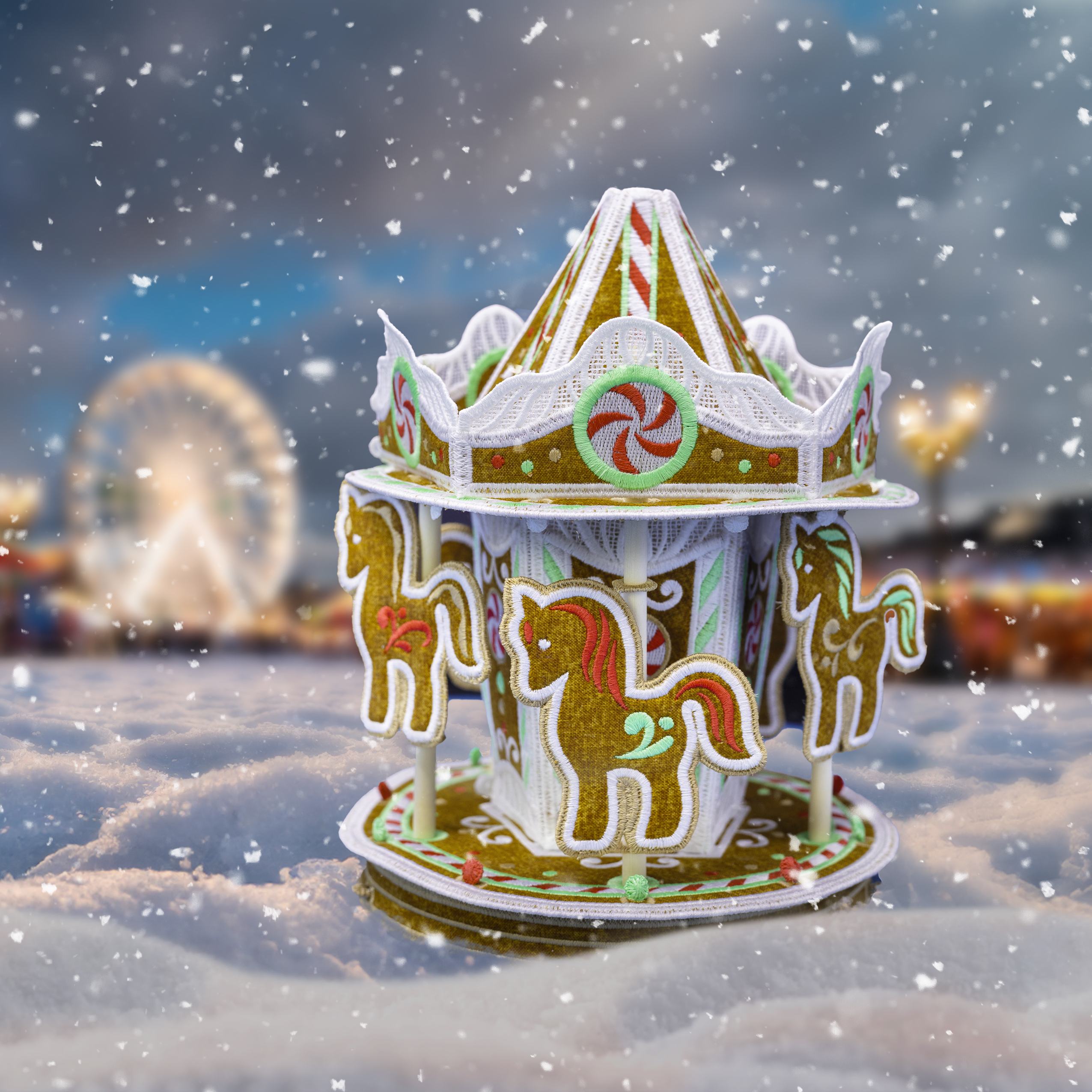 Gingerbread Village - Freestanding Carousel