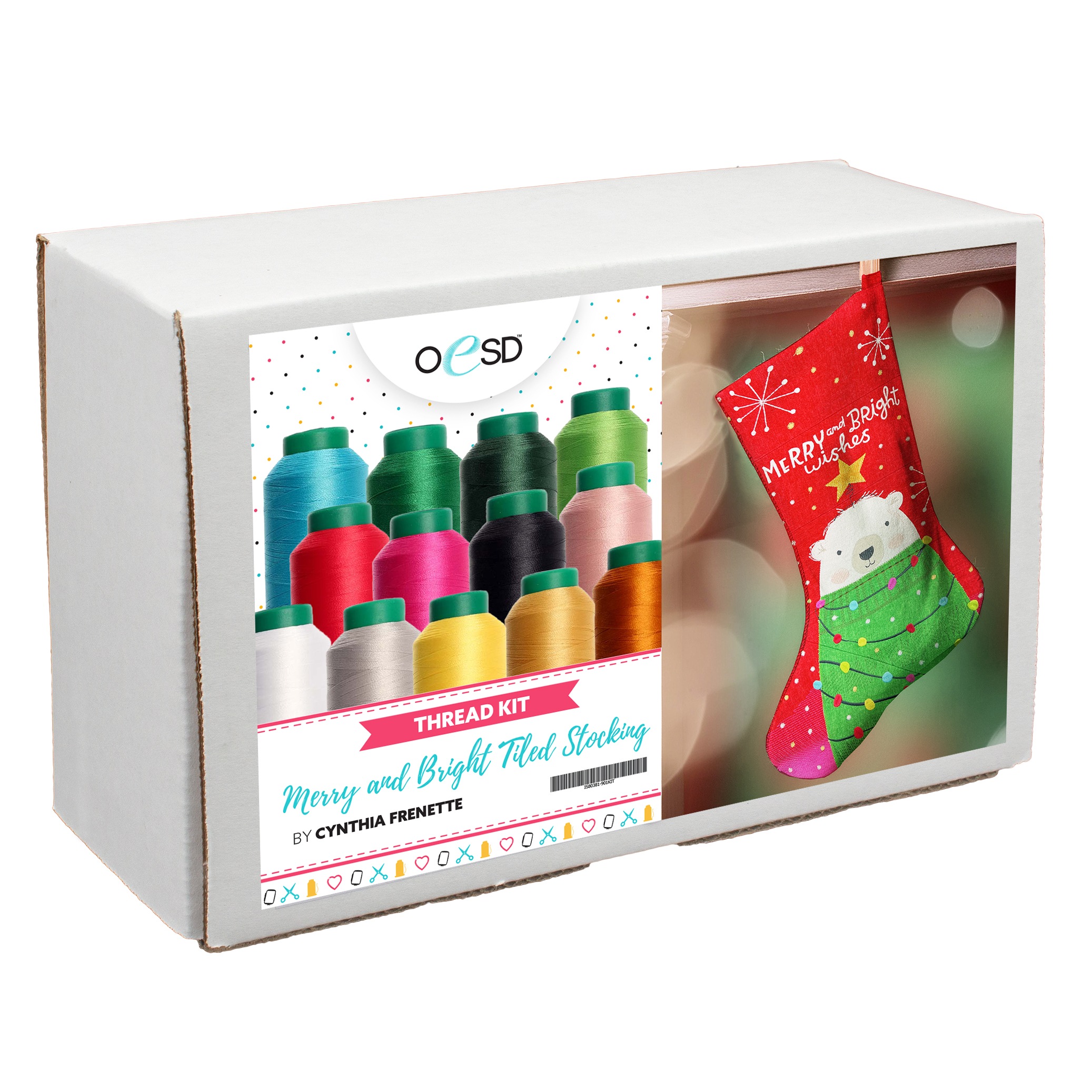 Cynthia Frenette Merry and Bright Tiled Stocking Thread Kit