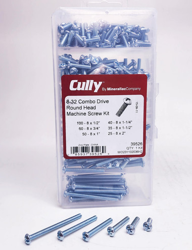 Minerallac 39526 8-32 Phillips/Slotted Round Head Machine Screw Kit ...