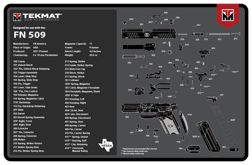 Gun Cleaning Mat for FN 509