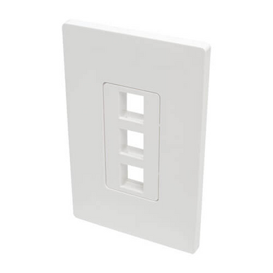 3 Port Flat Wall Plate - White - STX Cables