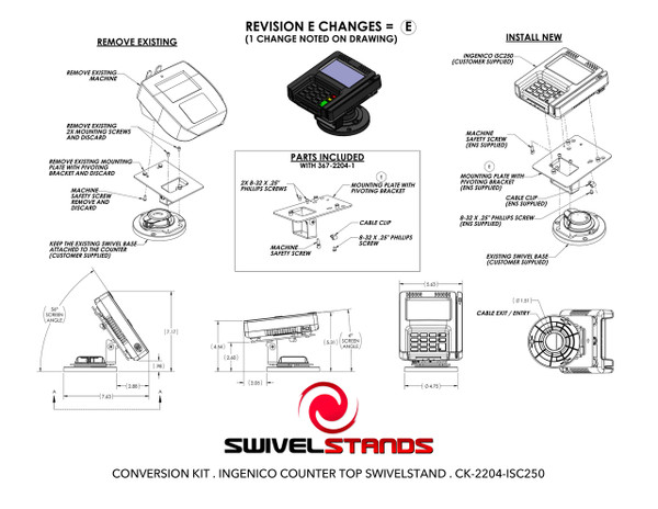 Ingenico iSC250 Low Profile CONVERSION KIT by Swivel Stands ...