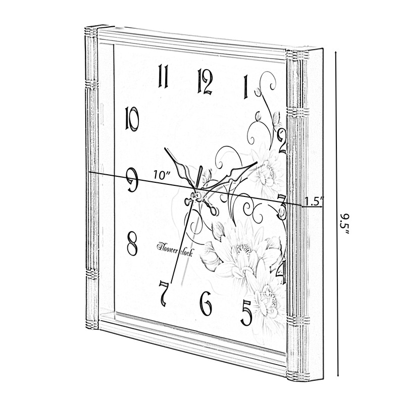 Unique Modern Square Shaped Wall Clock With Floral Design for Living ...