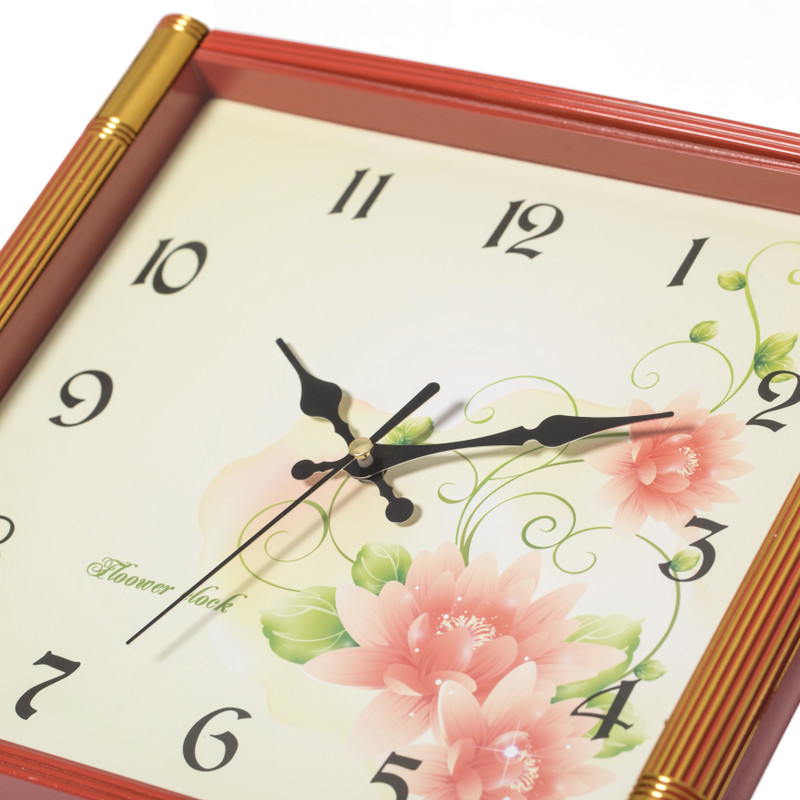 Unique Modern Square Shaped Wall Clock With Floral Design for Living ...