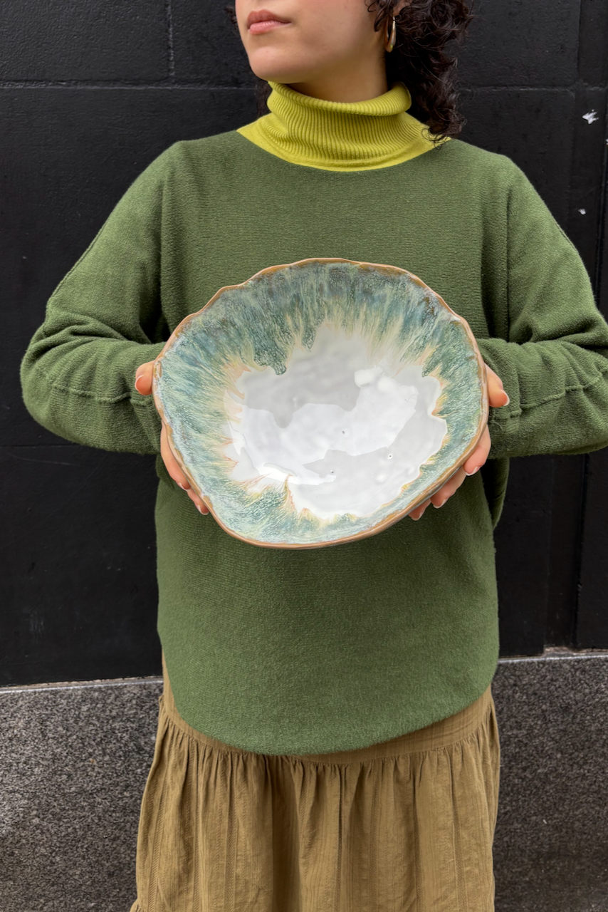 Glazed Ceramic Footed Bowl - Ark