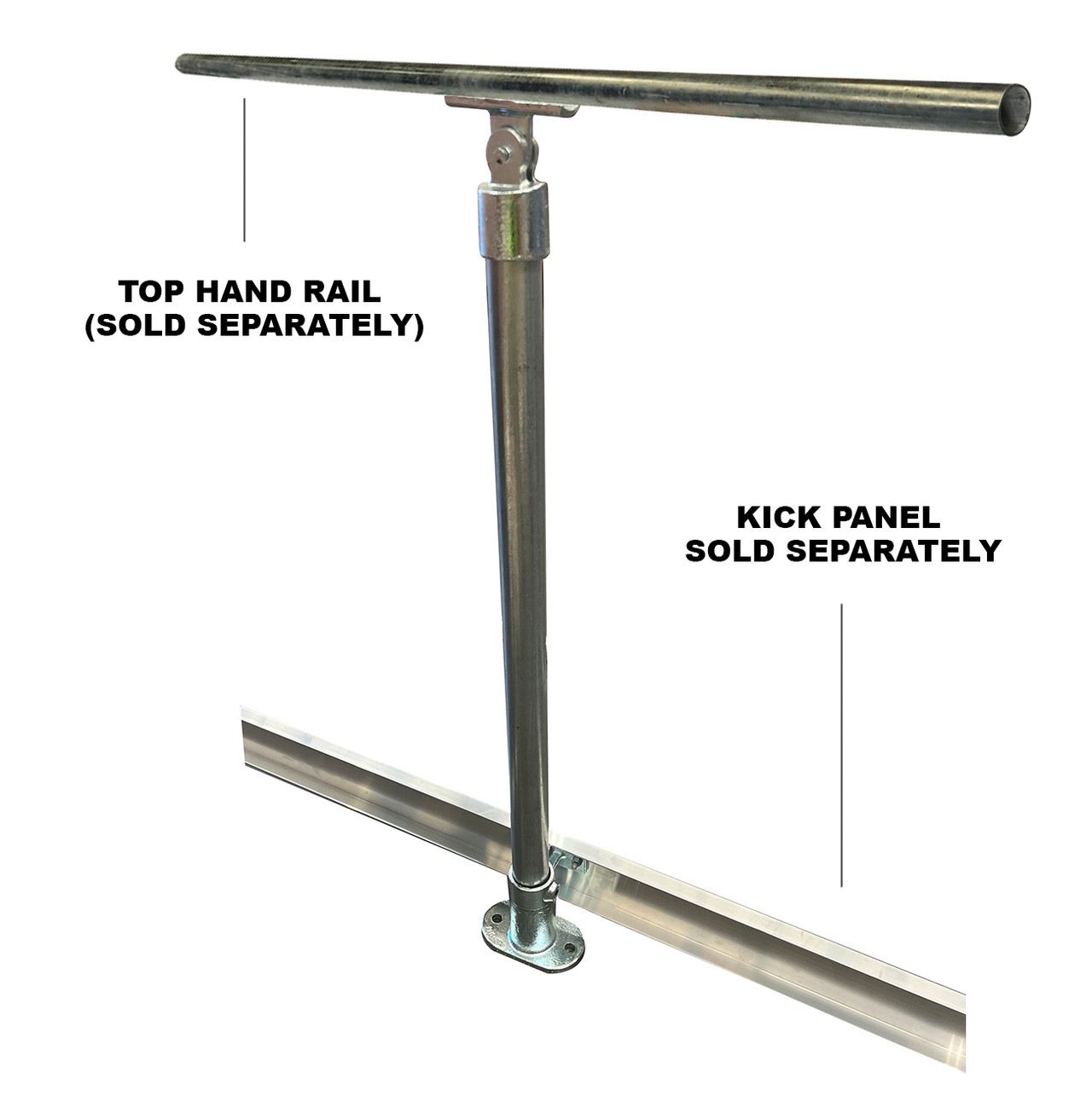 DDA Stanchion Straight Base Fixing Plate - w/Kick Panel Att. Bracket ...