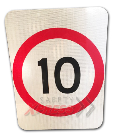 10km Speed Restriction Sign (450mm x 600mm) - Class 1 Reflective ...