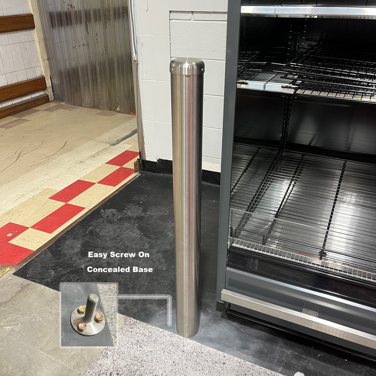 Bollard Surface Mount Concealed Base 90mm x 1000mm Stainless Steel ...