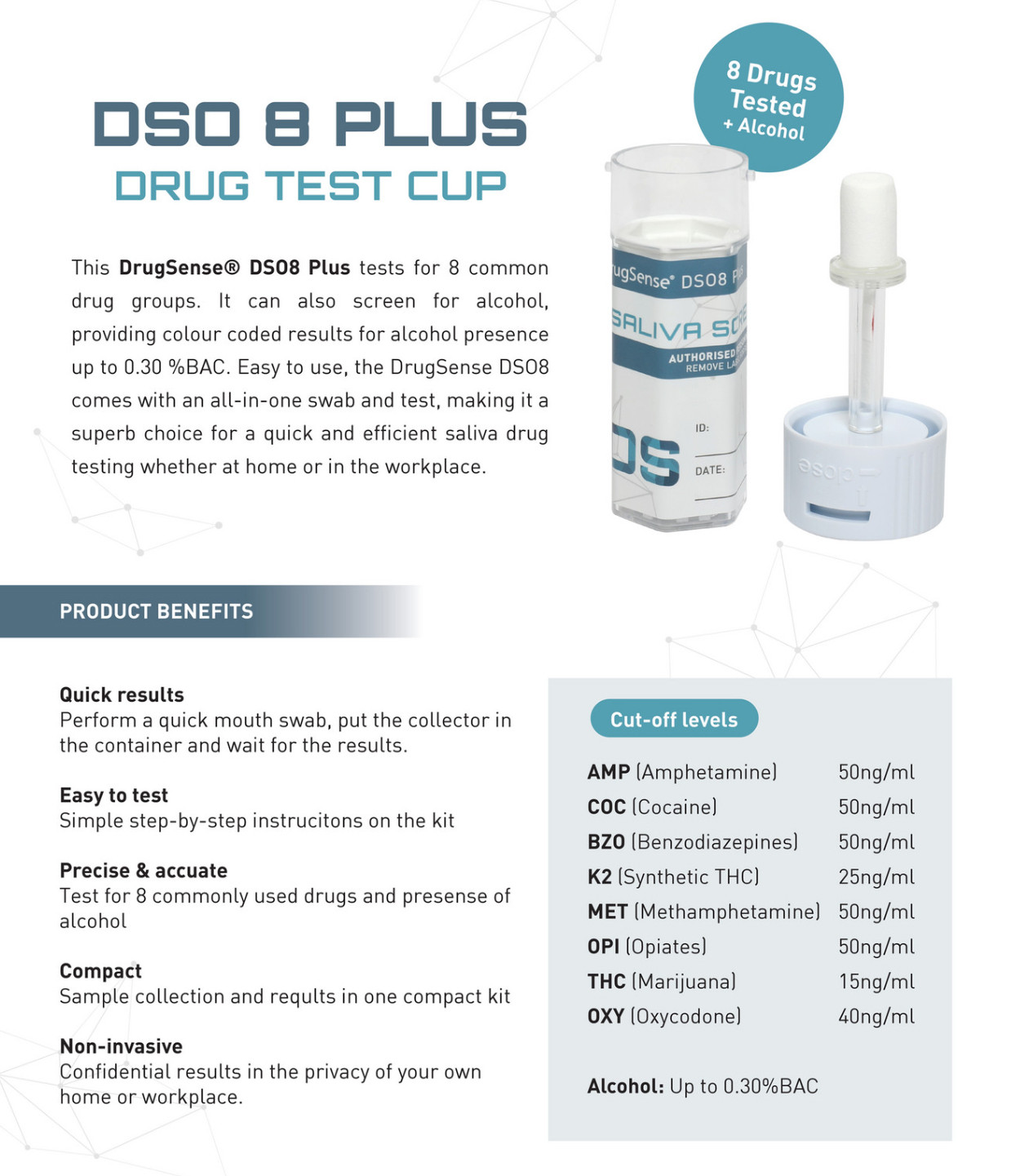 DrugSense DS08 PLUS - Drug and Alcohol Saliva test - Safety Xpress