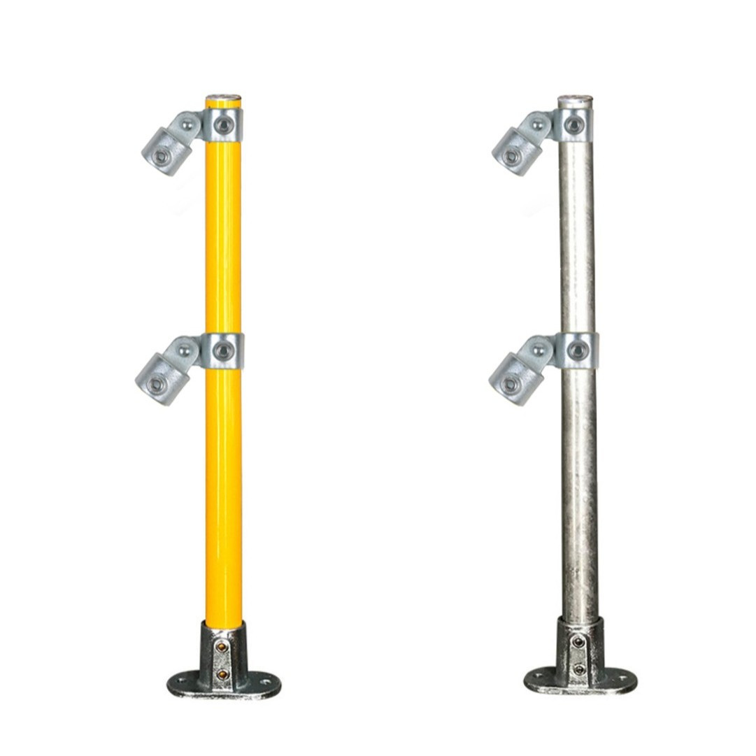 Ezyrail - End Double Landing Stanchion With Top & Mid Rail - Yellow or ...