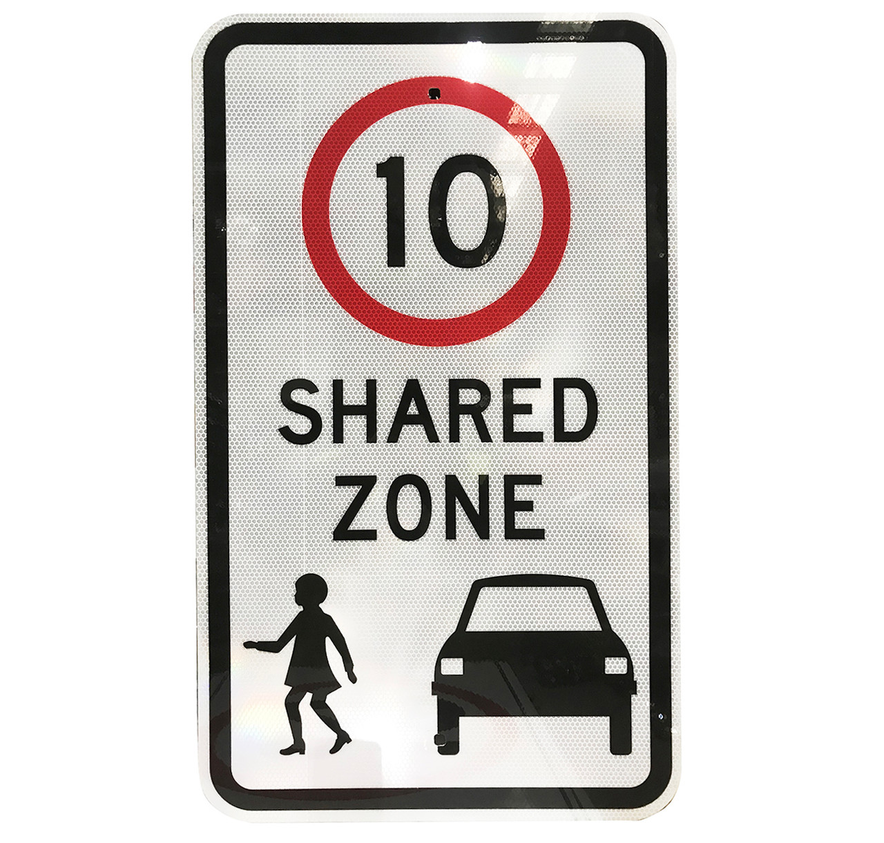 10km Shared Zone Sign (450mm x 750mm) - Class 1 Reflective Aluminium ...