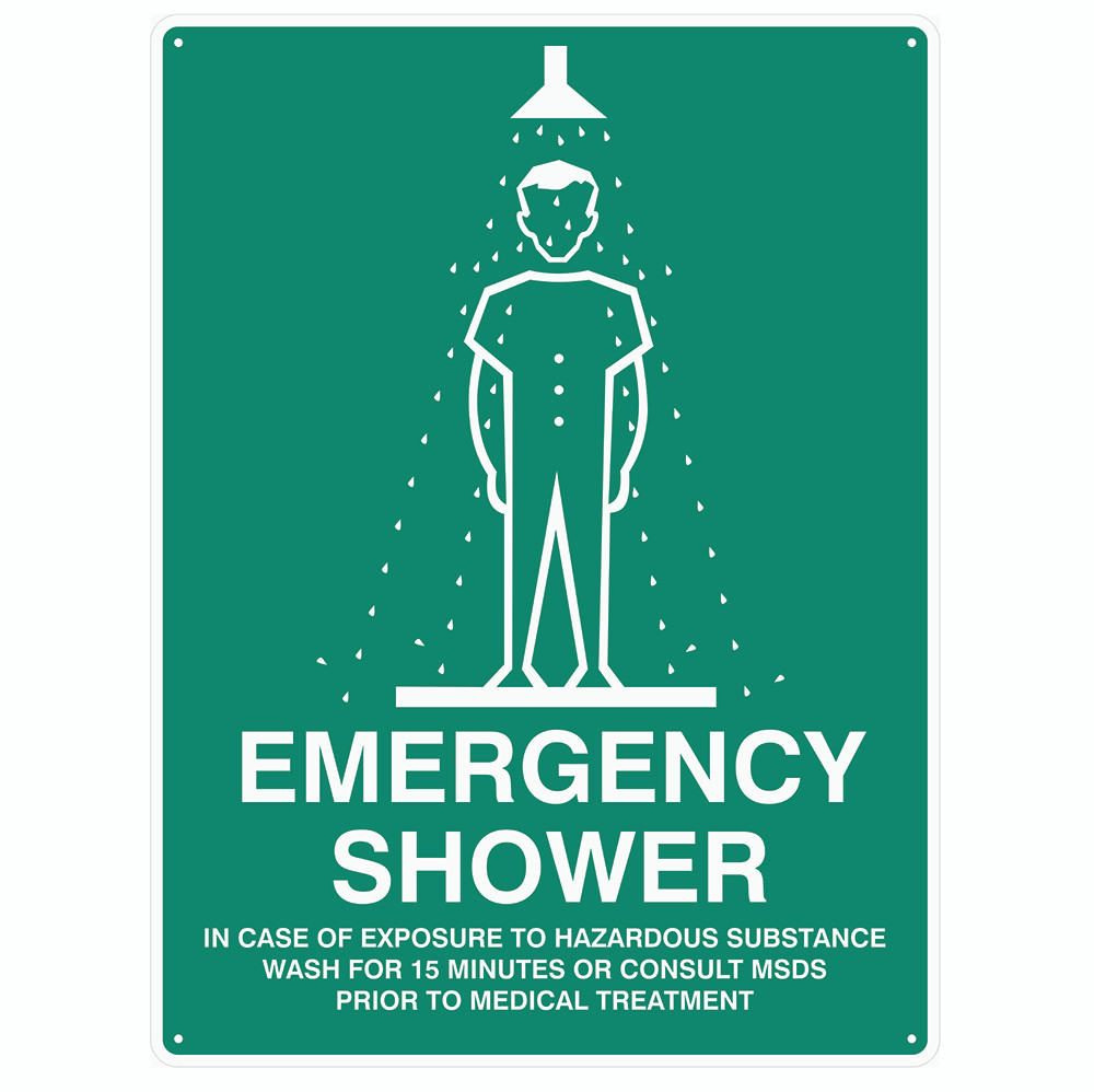 Emergency Shower Safety Sign - Metal - Safety Xpress