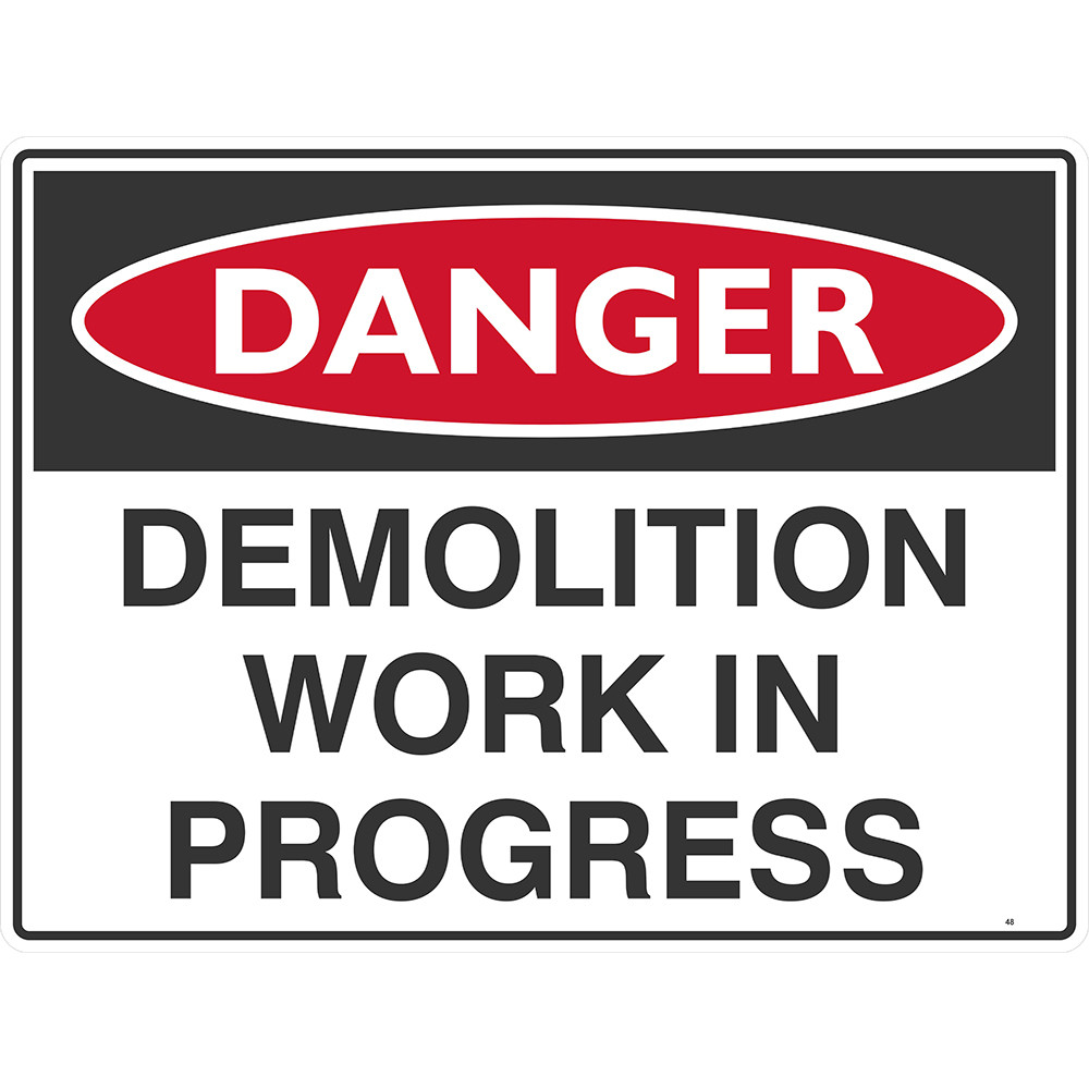 Danger Sign "DEMOLITION WORK IN PROGRESS" (450mm x 600mm) - Poly ...