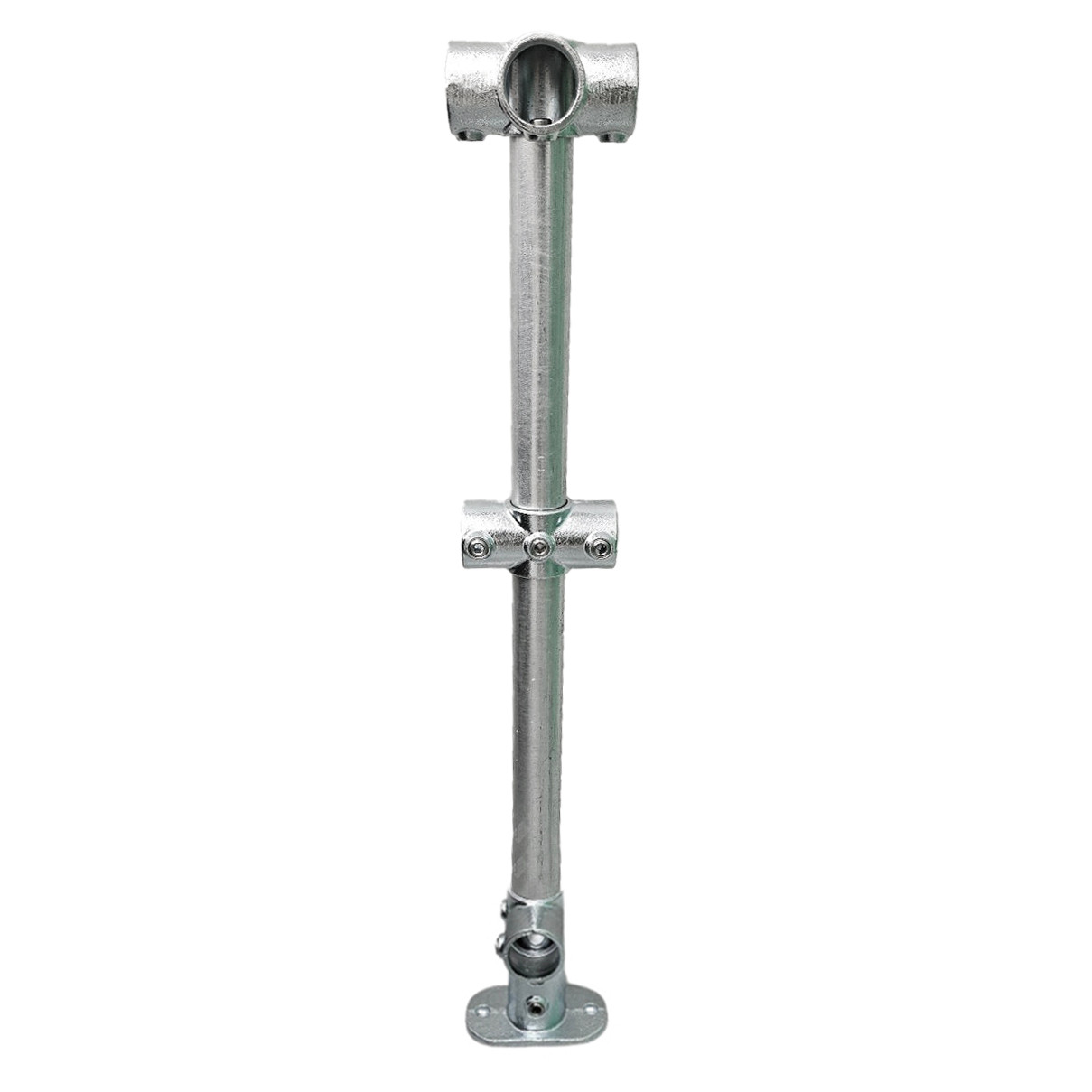 Trolley Bay Back Stanchion - Surface Mount with Bottom Rail - Safety Xpress
