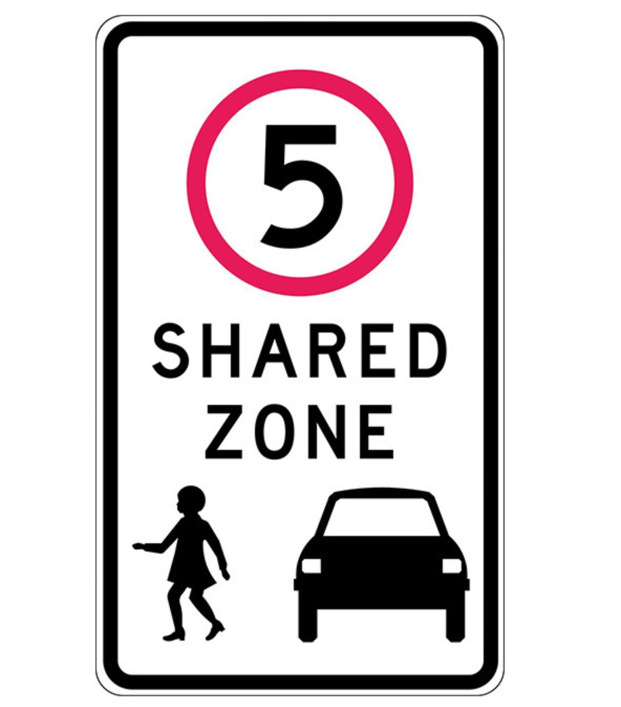 5km Shared Zone Sign (450mm x 600mm) - Metal - Safety Xpress