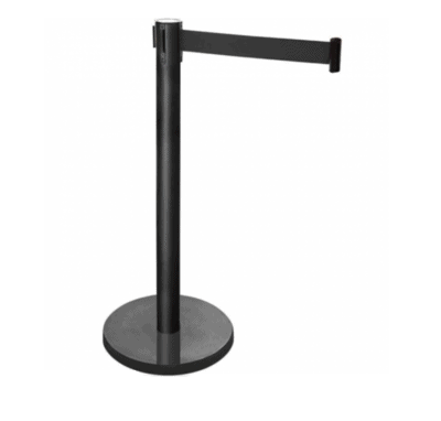 Retractable Belt Queue Bollard 2 Metres Matte Black (Including Matching ...