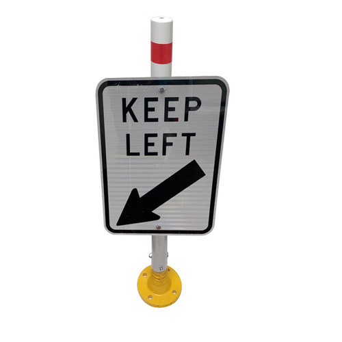 Keep Left Sign Kit with Flexible Sign Post and Brackets - Safety Xpress