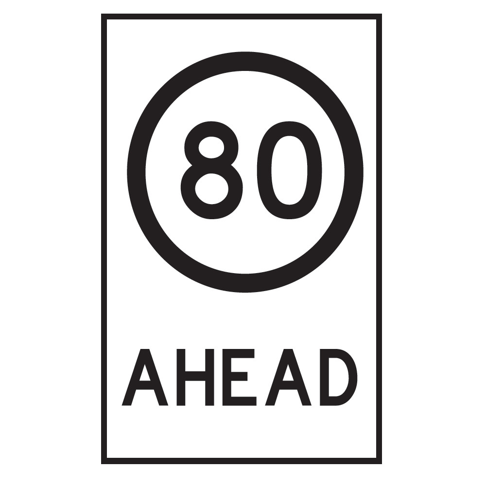80KM Speed Restriction Ahead Sign - (600mmx900mm) - Corflute - Safety ...