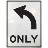 Left Turn Only Sign with Arrow (600mm x 800mm) - Class 1 Reflective ...