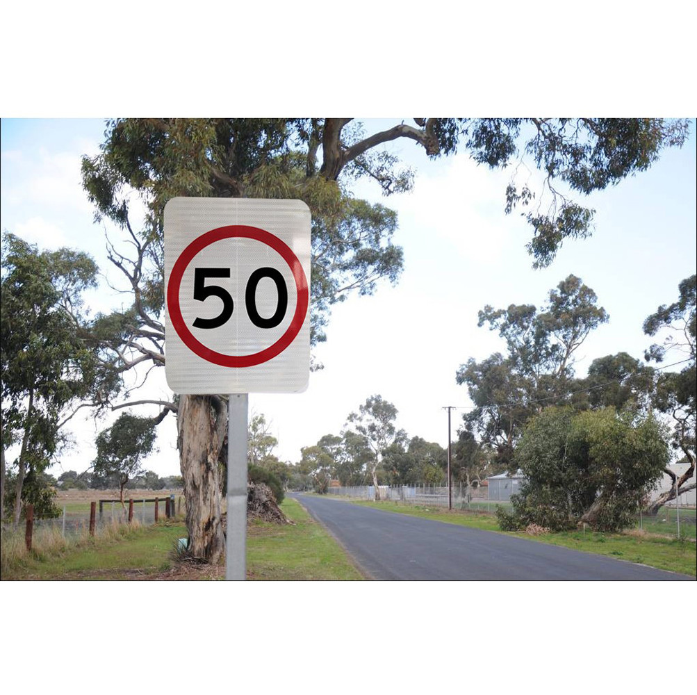 50km Speed Restriction Sign (450mm x 600mm) - Class 1 Reflective ...