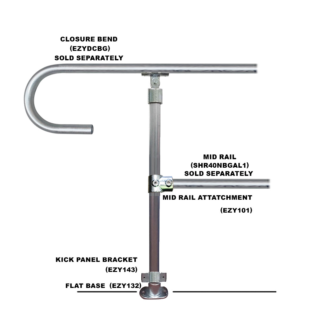 DDA Stanchion Even Base w/ Mid Rail & Kick Panel End Post - Galvanised ...