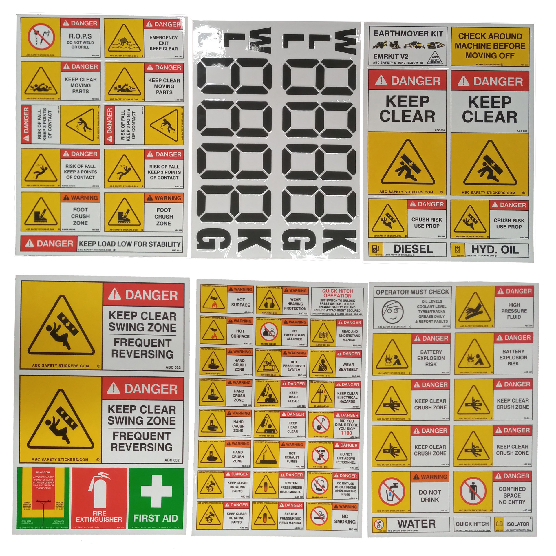 Earth Moving Machinery Safety Sticker Set - Safety Xpress