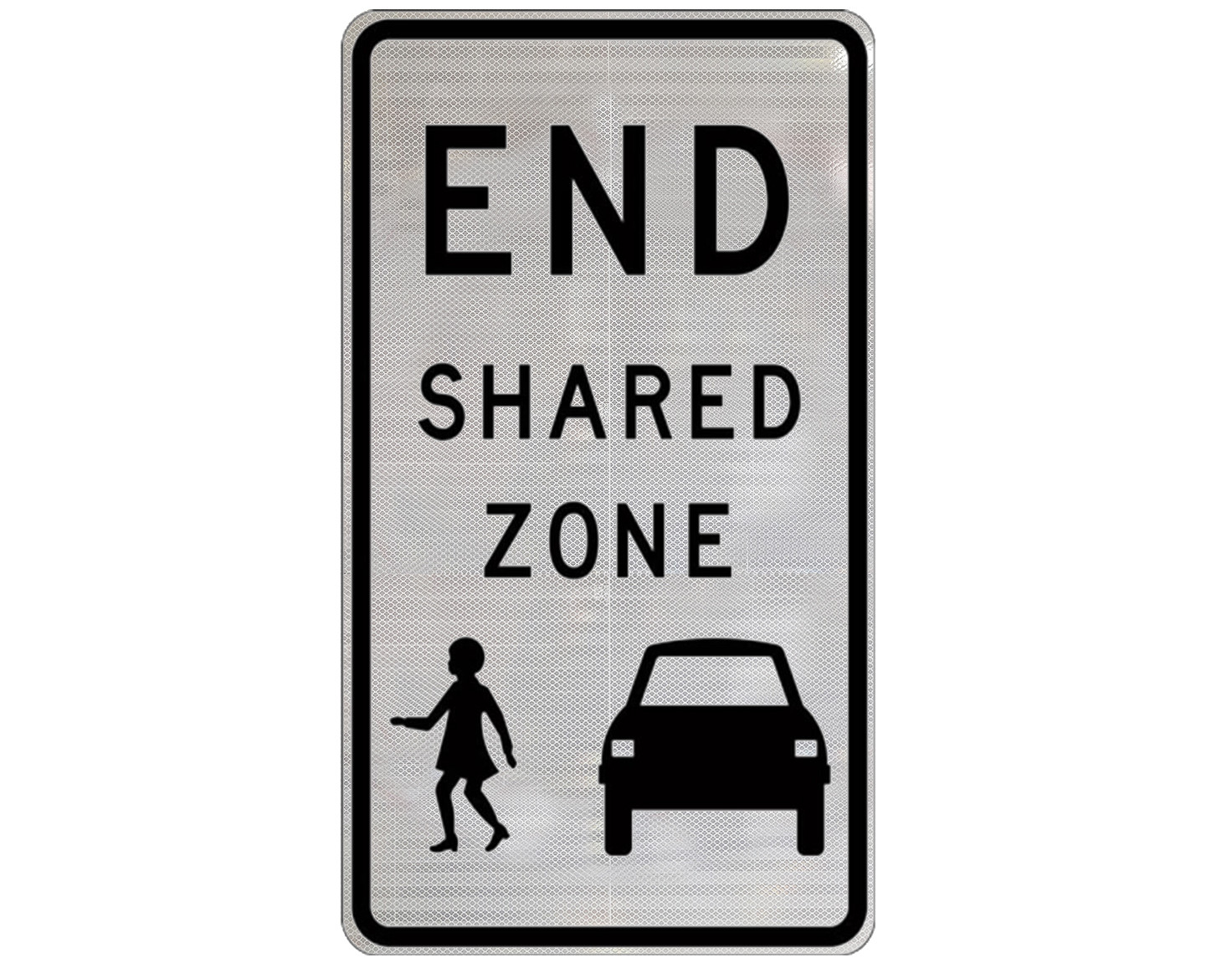 END SHARED ZONE SIGN - 450mm x 750mm - Metal Class 1 Reflective ...