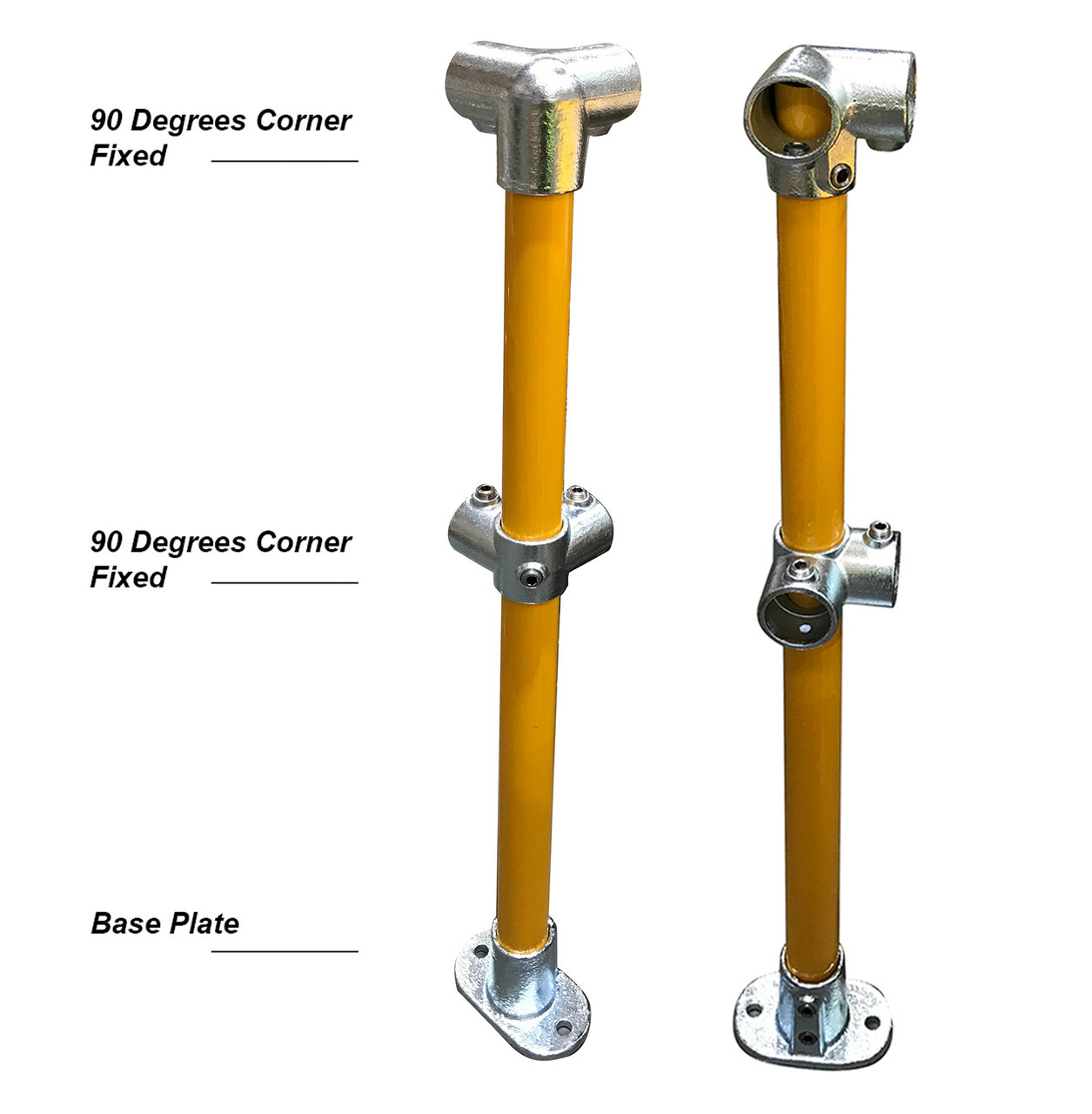 Ezyrail - Corner stanchion w/ Base Fixing Plate - Galvanised Or Yellow ...