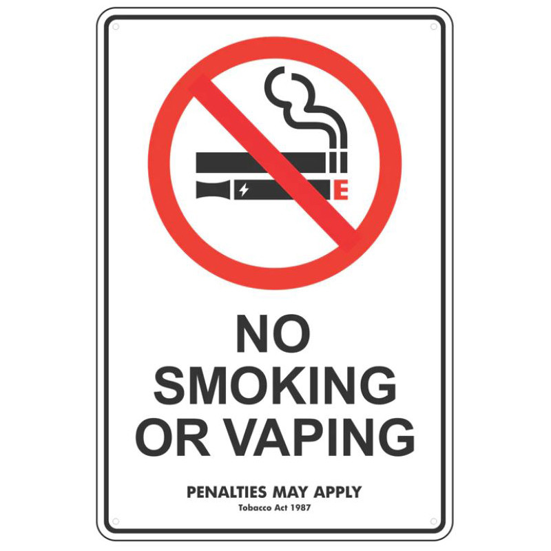 No Smoking No Vaping No E-Cigarette Sign - Metal - 300mm x 450mm ...