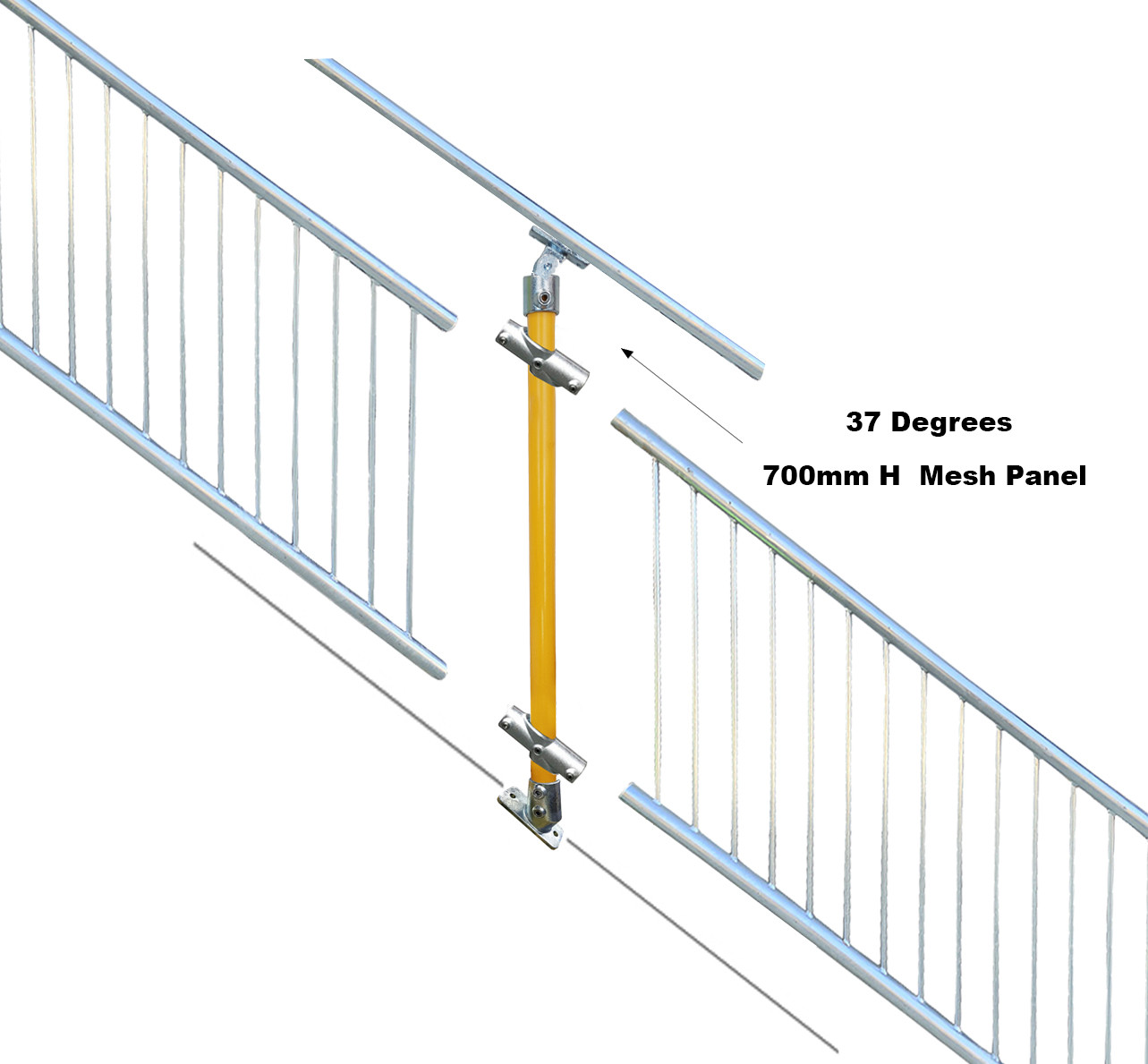 Through Stanchion with Angle Base Plate - For 37° 700mm Mesh Panels ...