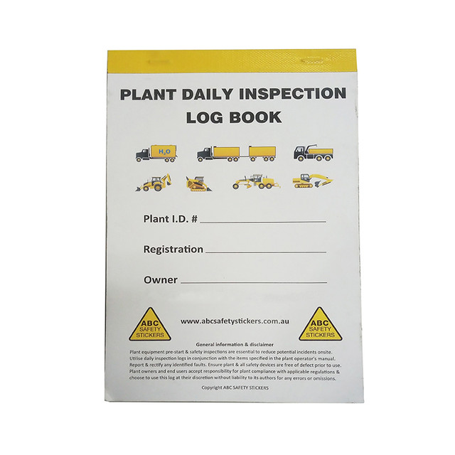 Plant Daily Inspection Logbook - Triplicate Copy Pages | Safety Xpress