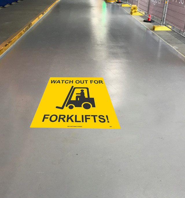 Floor Safety Sign "WATCH OUT FORKLIFT" - Vinyl Self Adhesive - Safety ...