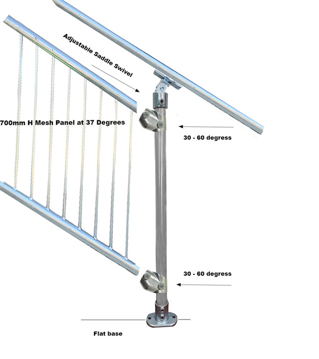 End Stanchion with Straight Angle Base Plate - Rise - 30 - 60 ...