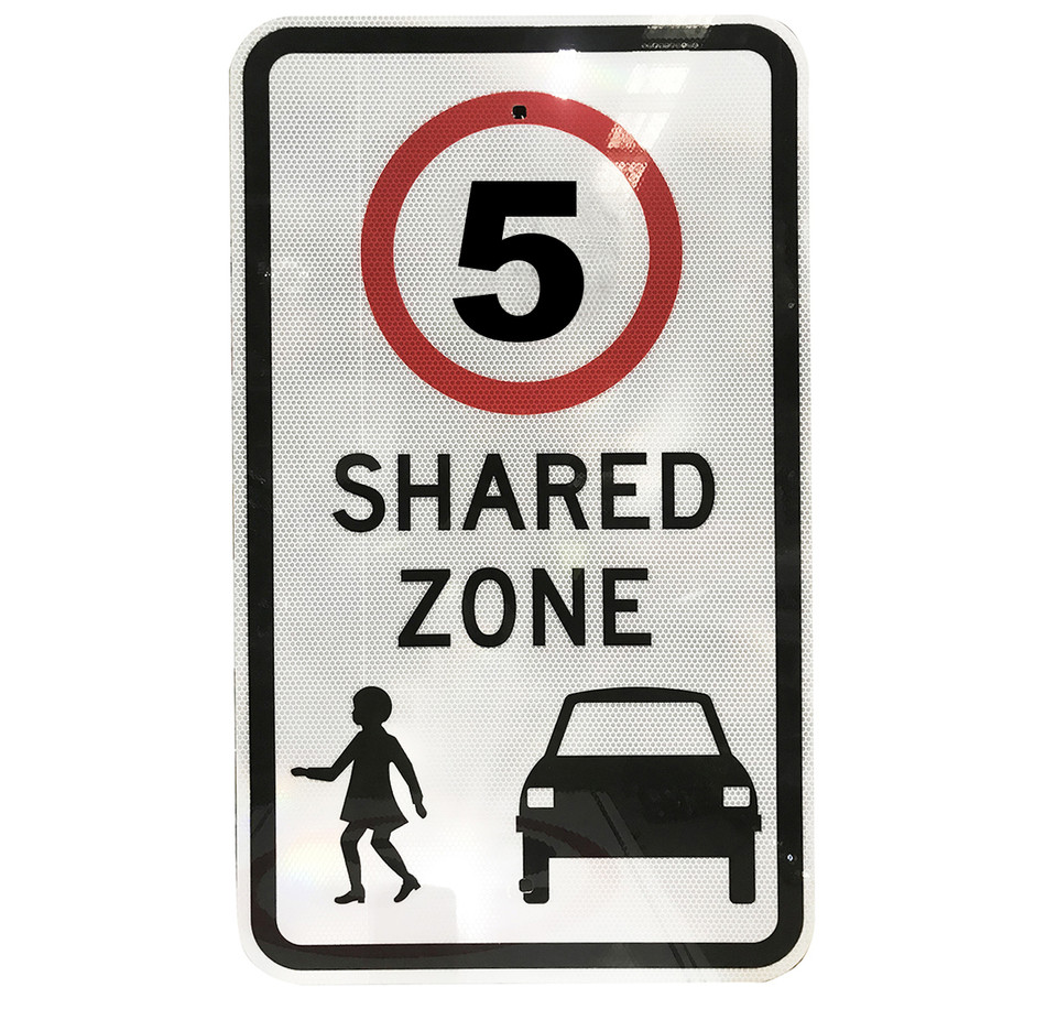 SHARED ZONE SIGN 300mm X 400mm Metal Class 1 Reflective Safety Xpress shared-zone-sign-300mm-x-400mm-metal-class-1-reflective-safety-xpress