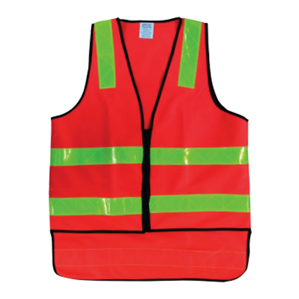 Vic Roads Hi-Vis Red Safety Vest - Zippered w/ Reflective Tape - Safety ...