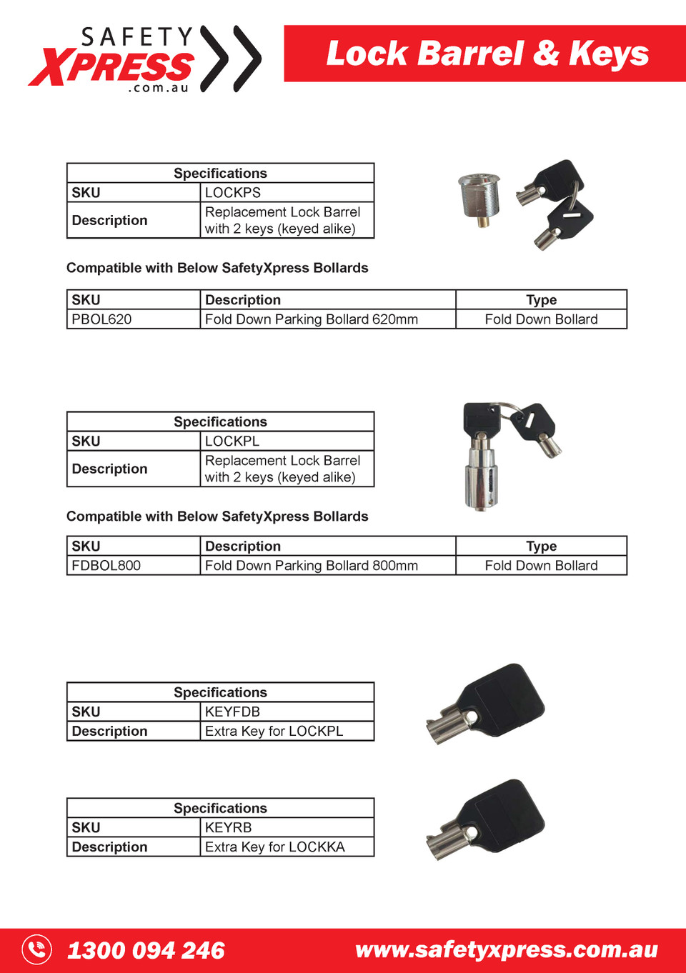 Replacement Lock Barrel and Key For Parking Protector Bollard 620mm ...
