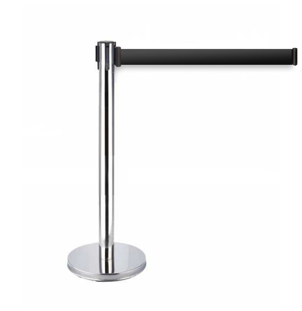 Bollard - Retractable Belt Queue Bollard 5 Metres Stainless Steel w ...