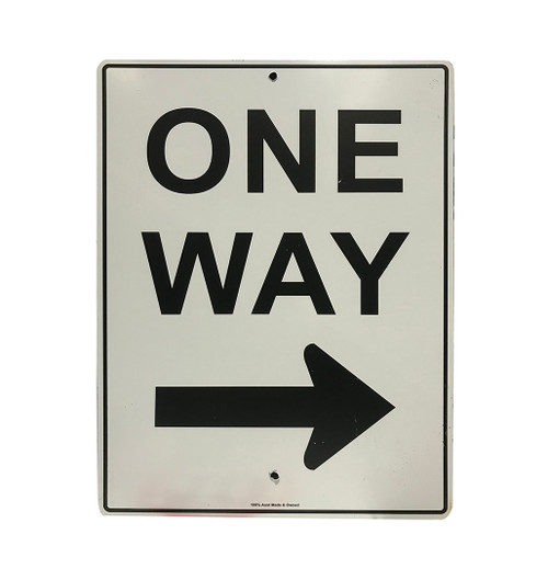 One Way Sign with Right Arrow - Metal - (450mm x 600mm) | Safety Xpress