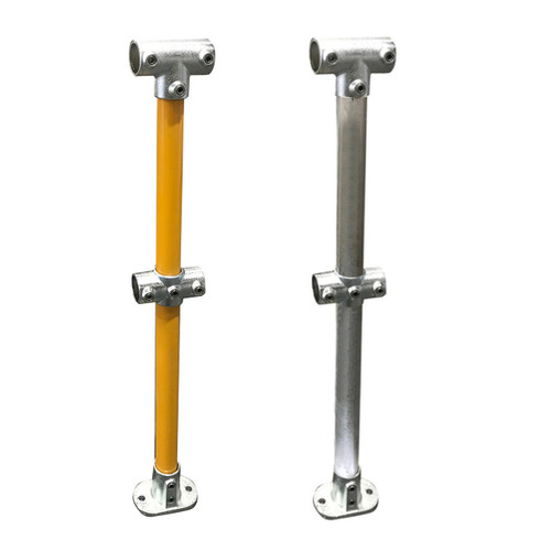 Ezyrail - Through stanchion w/ Base Fixing Plate - Galvanised Or Yellow ...