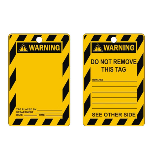 Warning Tags - Blank - Yellow & Black - (100mm x 150mm) | Safety Xpress
