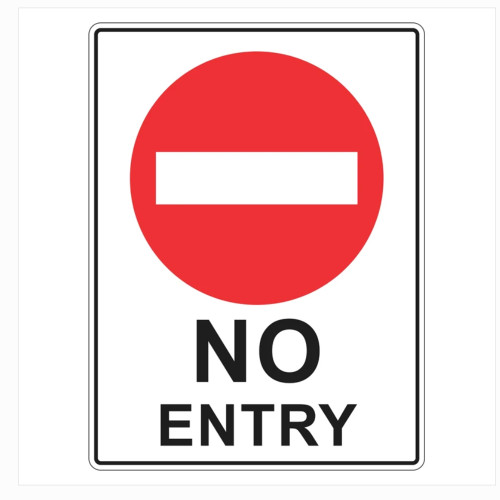 NO ENTRY SIGN With Red Picto - Metal - 450mm x 600mm | Safety Xpress