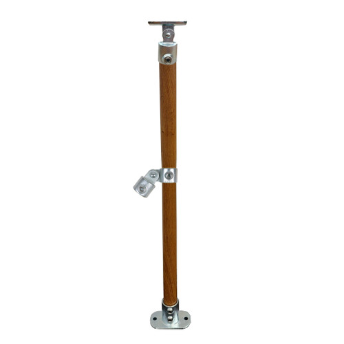 Ezyrail - Landing End Stanchion With Top & Mid Rail - Timber Look ...
