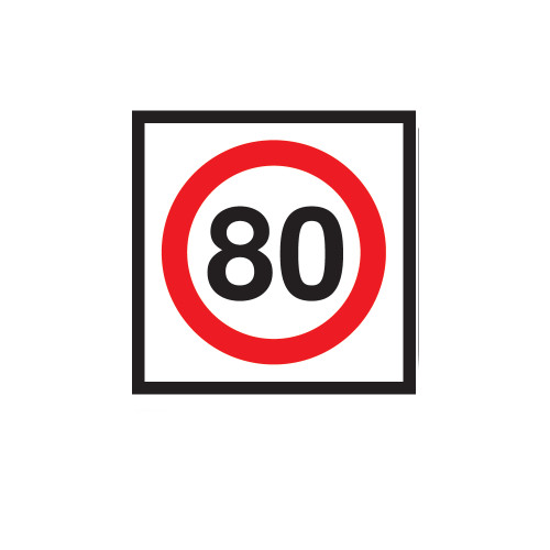 80km Speed Restriction Sign (600mmx600mm) - Corflute | Safety Xpress