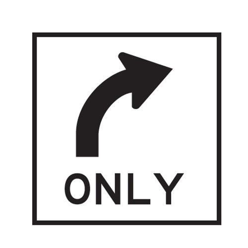 All Traffic Turn Right Only Sign - (600mmx600mm) - Corflute | Safety Xpress