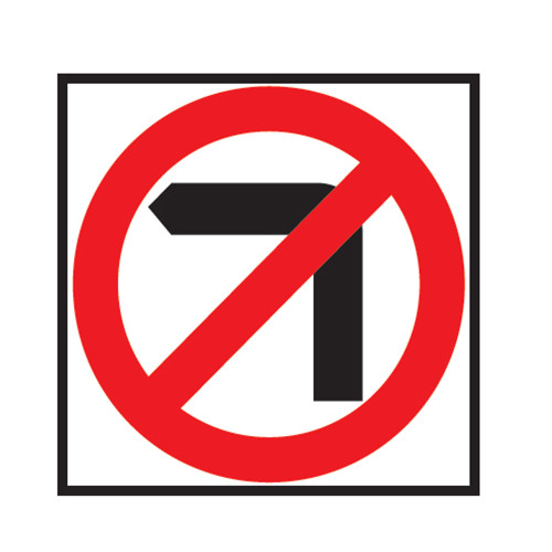 No Left Turn Sign - (600mm x 600mm) - Corflute | Safety Xpress