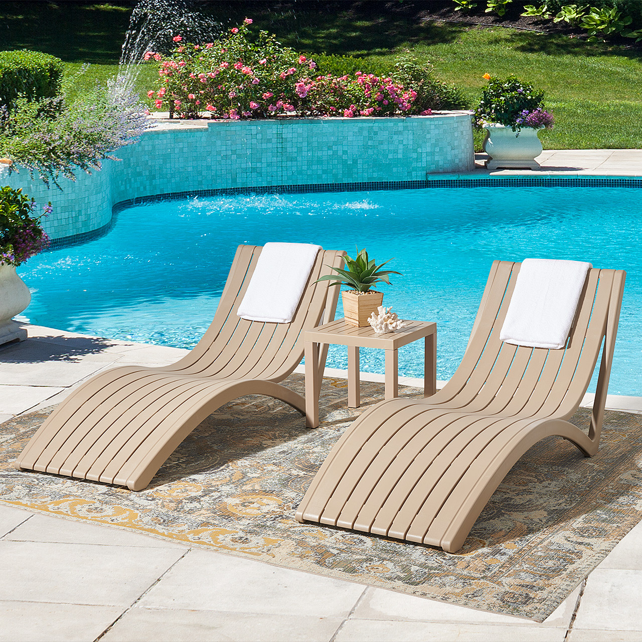 Pacifica Polypropylene And Sling 3 Pc Chaise Set With 18 In Sq End Table pacifica-polypropylene-and-sling-3-pc-chaise-set-with-18-in-sq-end-table