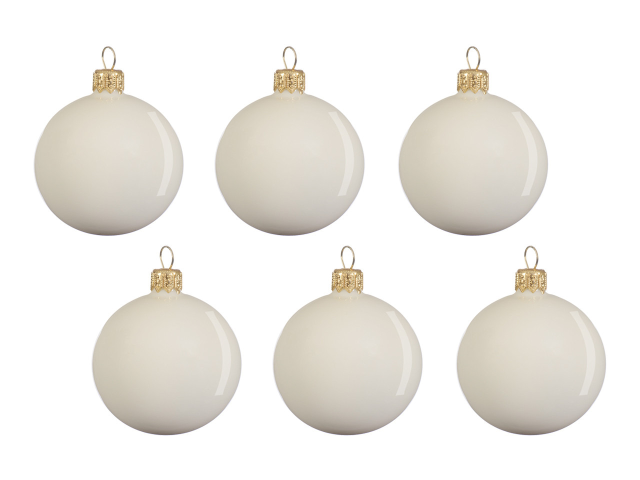 80 mm Wool White Enamel Glass Christmas Ball Ornaments Set of 6