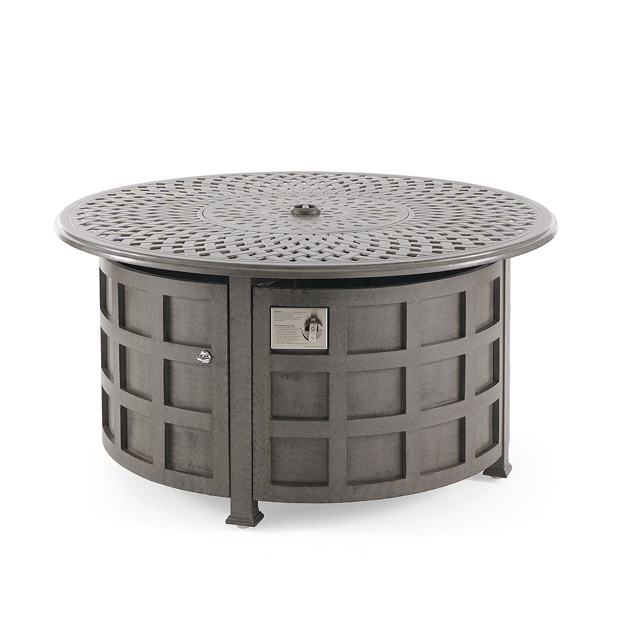 Grey fire pit table store