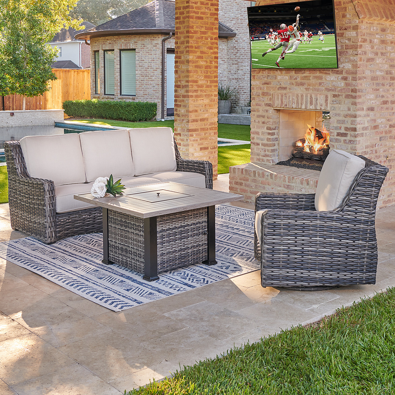 3 piece patio set with fire pit store